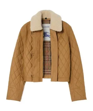 Burberry Shearling Collar Quilted Jacket