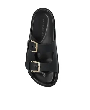 FERRAGAMO Logo Buckled Slides