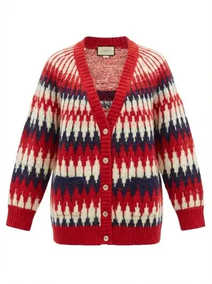 Gucci Zigzag Jacquard Organic Wool Cardigan