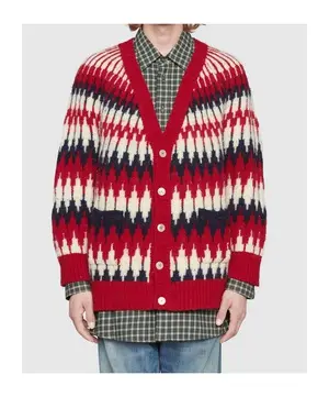 Gucci Zigzag Jacquard Organic Wool Cardigan