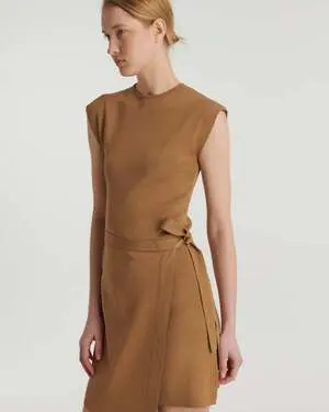YVES SALOMON Sleeveless Dress With Waist Belt