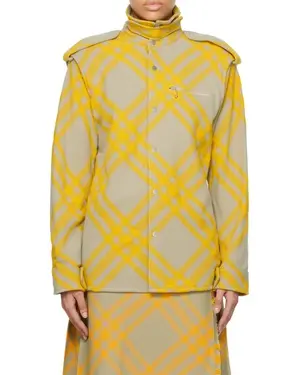 Burberry Long Sleeve Check Shirt With Shoulder Trim And Zip Pockets