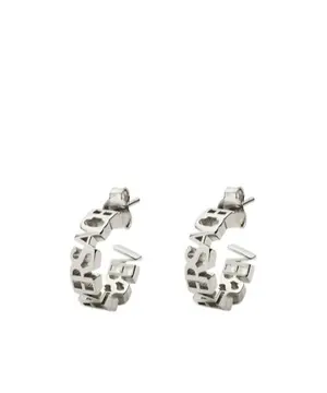 Versace Logo Lettering Hoop Earrings - Silver