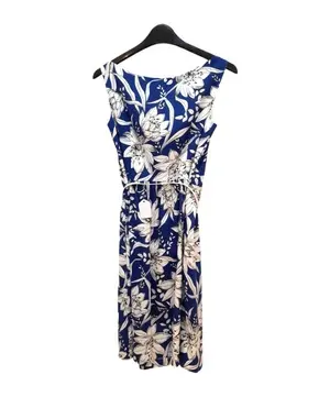 Max Mara Round Neck Sleeveless Graphic Print Midi Dress - Multicolor