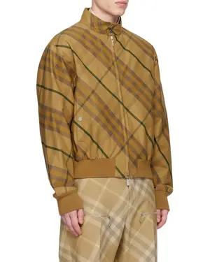 Burberry Checked Zip Bomber Jacket - Brown