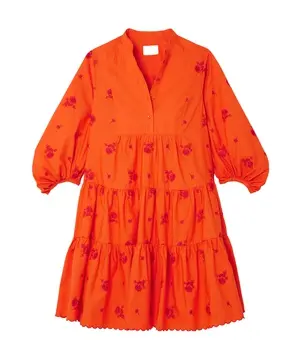 Erdem Laminated Floral Embroidered Midi Dress
