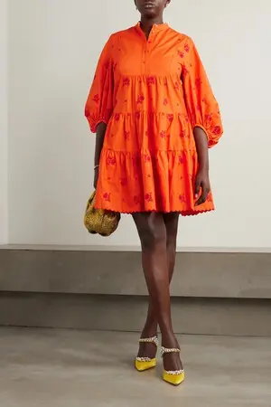 Erdem Laminated Floral Embroidered Midi Dress