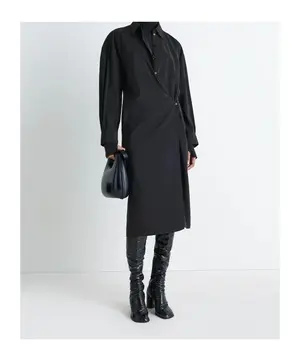 LEMAIRE Twisted Midi Shirt Dress - Black