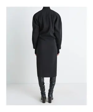 LEMAIRE Twisted Midi Shirt Dress - Black