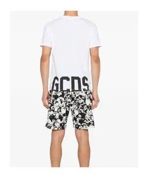 Gcds Low Bond Logo-print T-shirt - Whiteblack