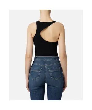 Elisabetta Franchi Fine-ribbed Tank Top With Gold Logo Detail