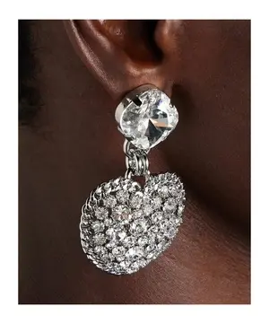 Alessandra Rich Crystal Heart Clip-on Earrings