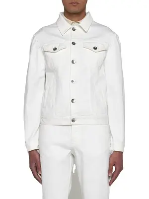 Brunello Cucinelli Buttoned Slim-fit Denim Jacket - White