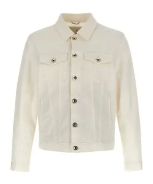 Brunello Cucinelli Brunello Cucinelli Buttoned Slim-Fit Denim Jacket White