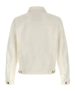 Brunello Cucinelli Buttoned Slim-fit Denim Jacket - White