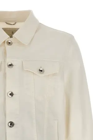 Brunello Cucinelli Buttoned Slim-fit Denim Jacket - White