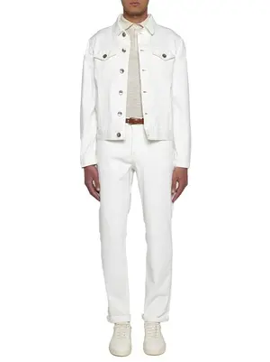 Brunello Cucinelli Buttoned Slim-fit Denim Jacket - White