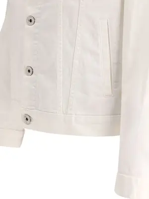 Brunello Cucinelli Buttoned Slim-fit Denim Jacket - White