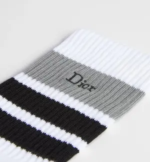 Dior Three-tone Striped Crew Socks