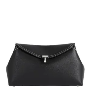 TOTEME Logo Plaque Foldover Top Handle Bag - Black
