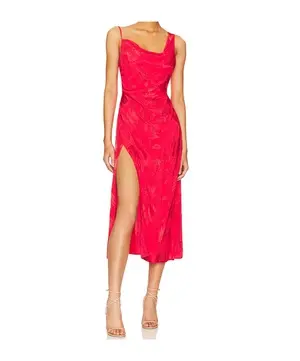 For Love & Lemons Asymmetrical Floral Jacquard Dress
