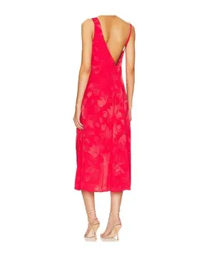 For Love & Lemons Asymmetrical Floral Jacquard Dress