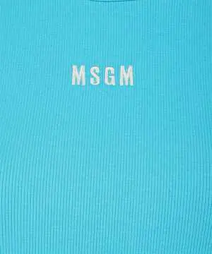 MSGM Logo Embroidered Sleeveless Ribbed Tank Top