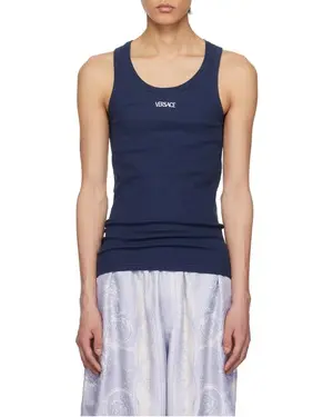 Versace Embroidered Logo Sleeveless Top
