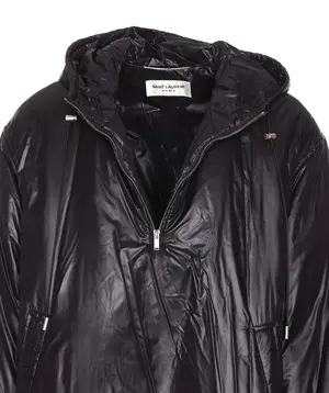 Saint Laurent Logo Embossed Drawstring Jacket - Black