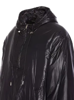 Saint Laurent Logo Embossed Drawstring Jacket - Black