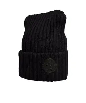 Moncler Ribbed Wool Beanie With Embroidered Logo Patch - Black