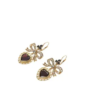 Dolce & Gabbana 18kt Yellow Garnet And Sapphire Heart Drop Earrings