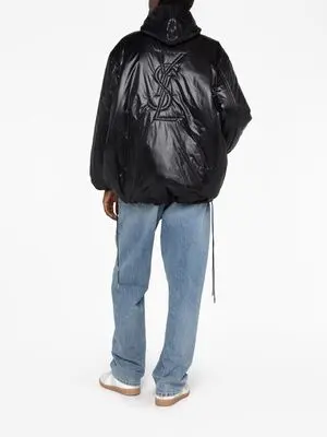Saint Laurent Half-zip Hooded Jacket With Quilted Cassandre Logo - No