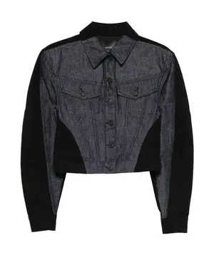 MUGLER Cropped Denim Jacket With Button Fastening