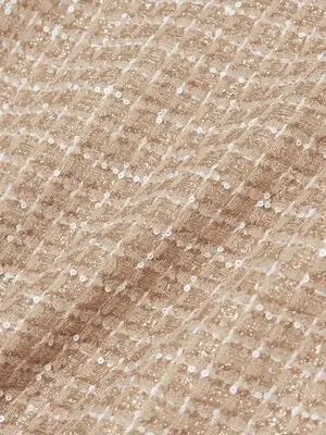 Alessandra Rich Plaid Tweed Skirt With Metallic And Sequined Details