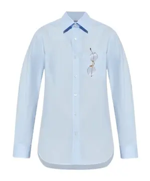 Moschino Long Sleeve Shirt With Eyeglasses Print - Blue