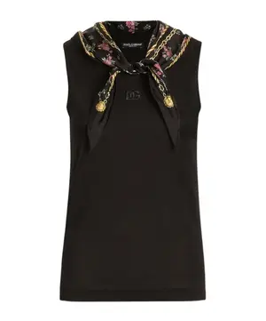 Dolce & Gabbana Sleeveless Top With Detachable Scarf - Black