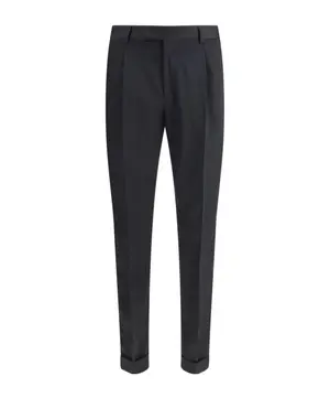 PT TORINO Pt Torinos Rebel Pleated Wool Trousers - Black