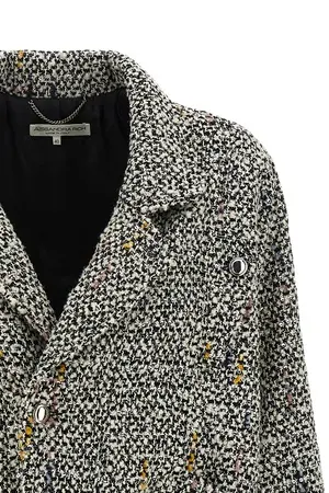 Alessandra Rich Tweed Speckled Bomber Jacket With Micro Sequins