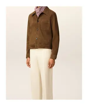 AMI Paris Logo Detailed Button-up Jacket - Hazelnut Color