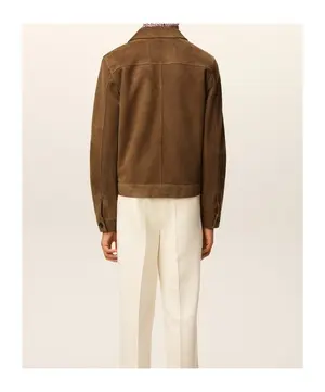 AMI Paris Logo Detailed Button-up Jacket - Hazelnut Color