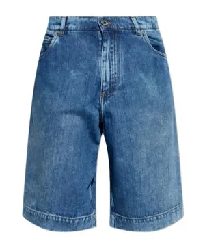 Dolce & Gabbana Embroidered Logo Denim Shorts - Blue