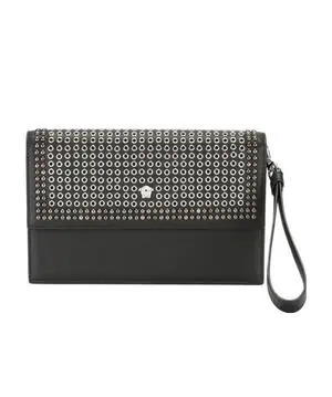 Versace Perforated Medusa Handbag - Black