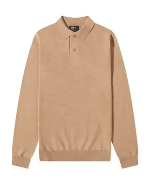A.p.c. Long-sleeve Wool Polo Shirt - Nude