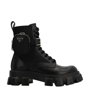 Prada Lace-up High Side Boots With Detachable Pouch