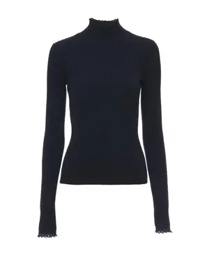 CHLOÉ Chloé High-Neck Ribbed Jumper With Scalloped Trim