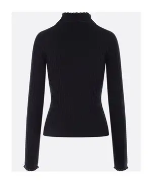 Chloé High-neck Ribbed Jumper With Scalloped Trim