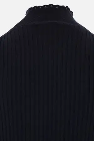 Chloé High-neck Ribbed Jumper With Scalloped Trim