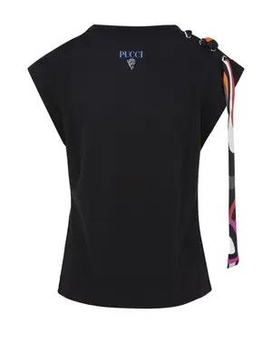 Emilio Pucci Sleeveless Graphic Print Cotton Top