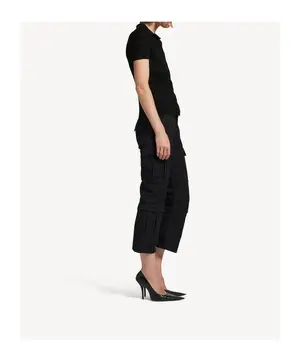 Balenciaga Rib-knit Collared Short-sleeve Top